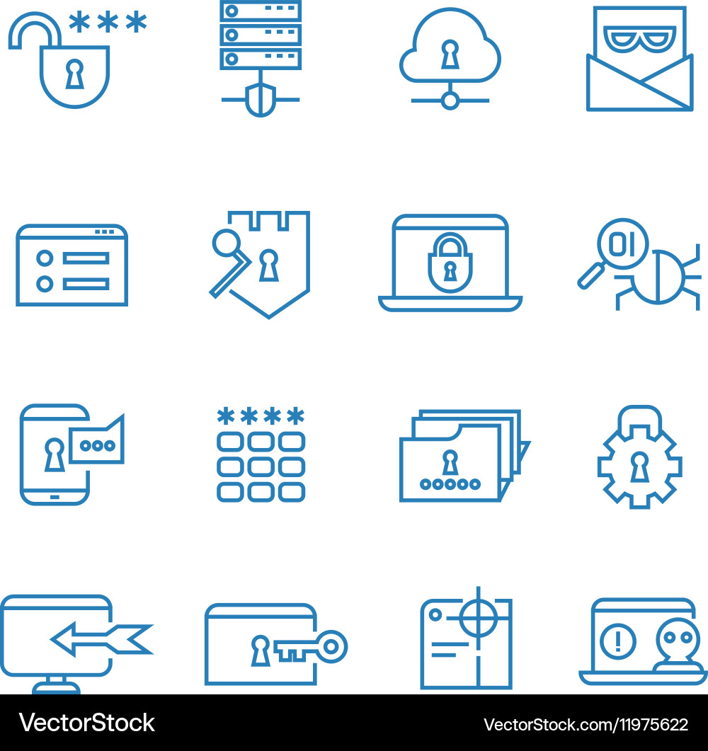 Internet protection and social security outline Vector Image