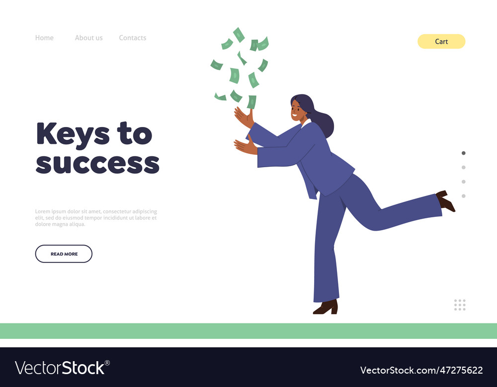 Keys to success landing page design template Vector Image Keys to success landing page design template Vector Image