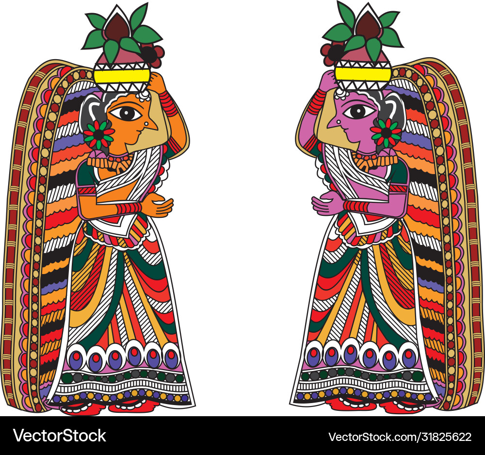 Madhubani woman Royalty Free Vector Image - VectorStock