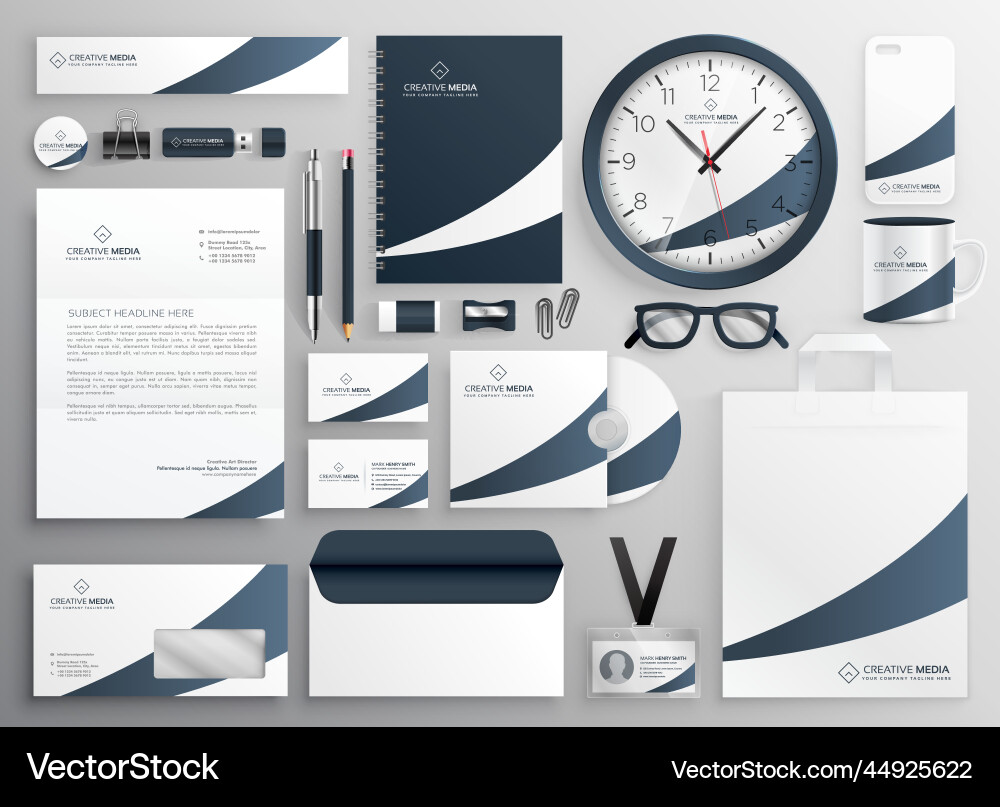 Modern clean brand stationery template set Vector Image
