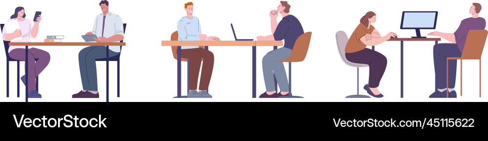 People sitting at table and working job interview Vector Image