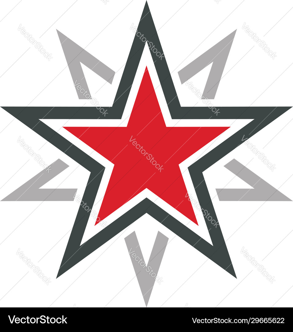 Red star ornamental logo template design eps 10 Vector Image