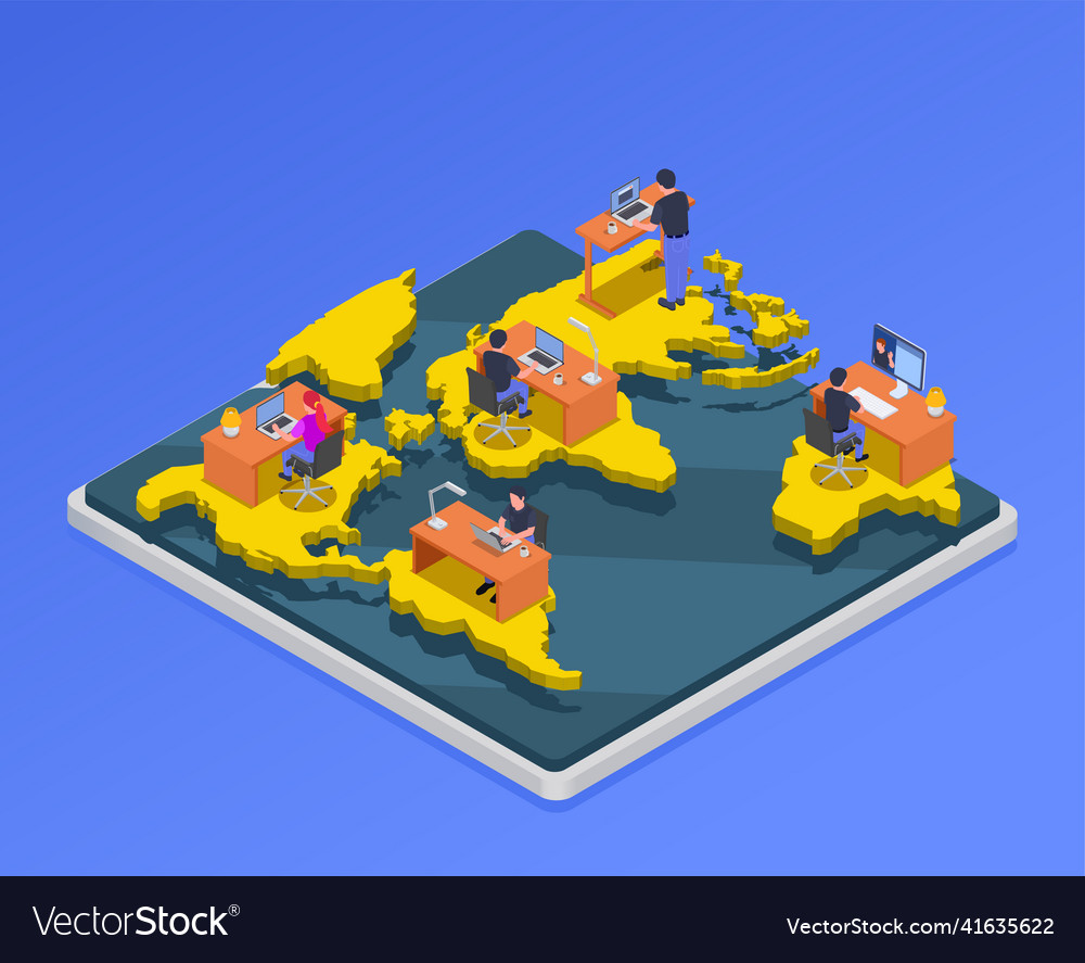Remote workers isometric Royalty Free Vector Image