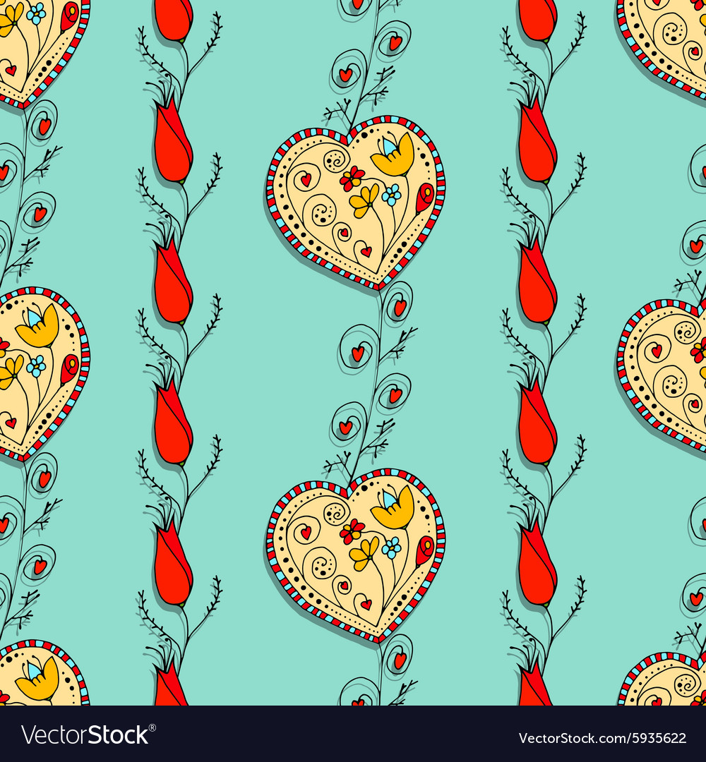 Seamless pattern hearts Royalty Free Vector Image