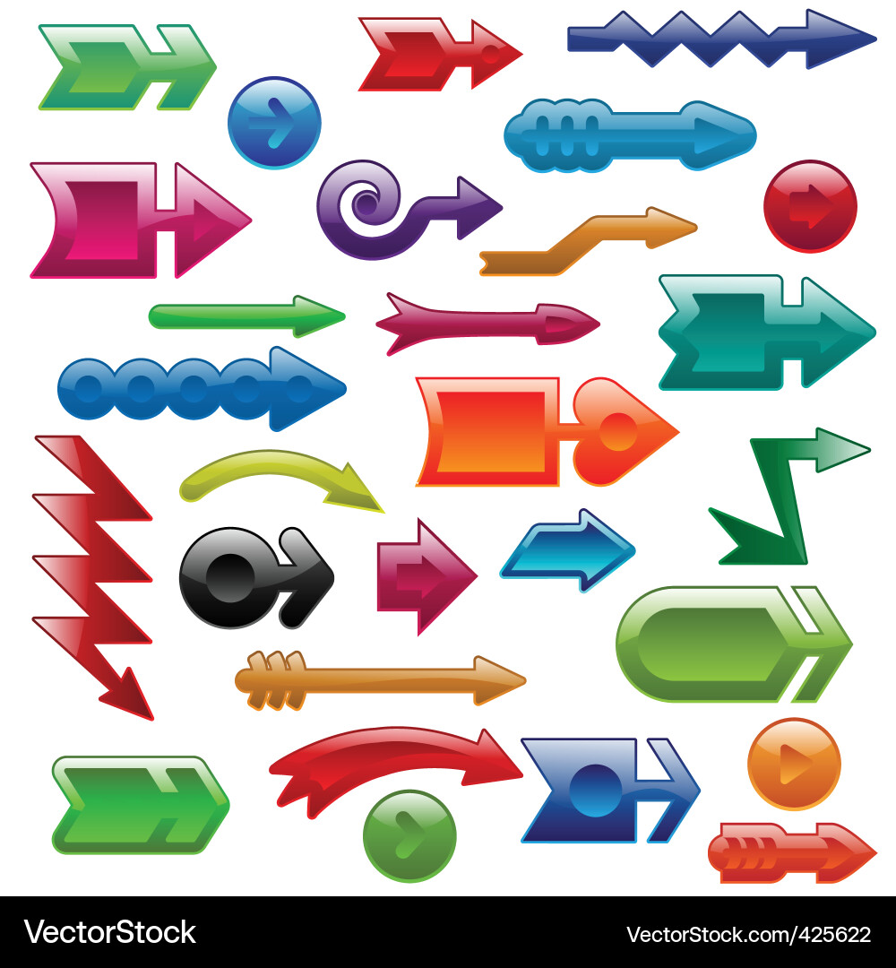 Shiny arrows set Royalty Free Vector Image - VectorStock