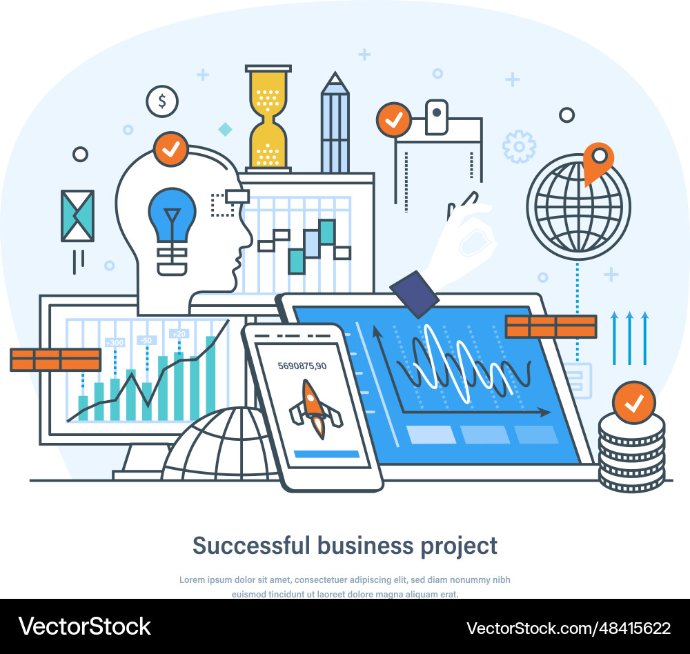 Successful project startup new business launching Vector Image