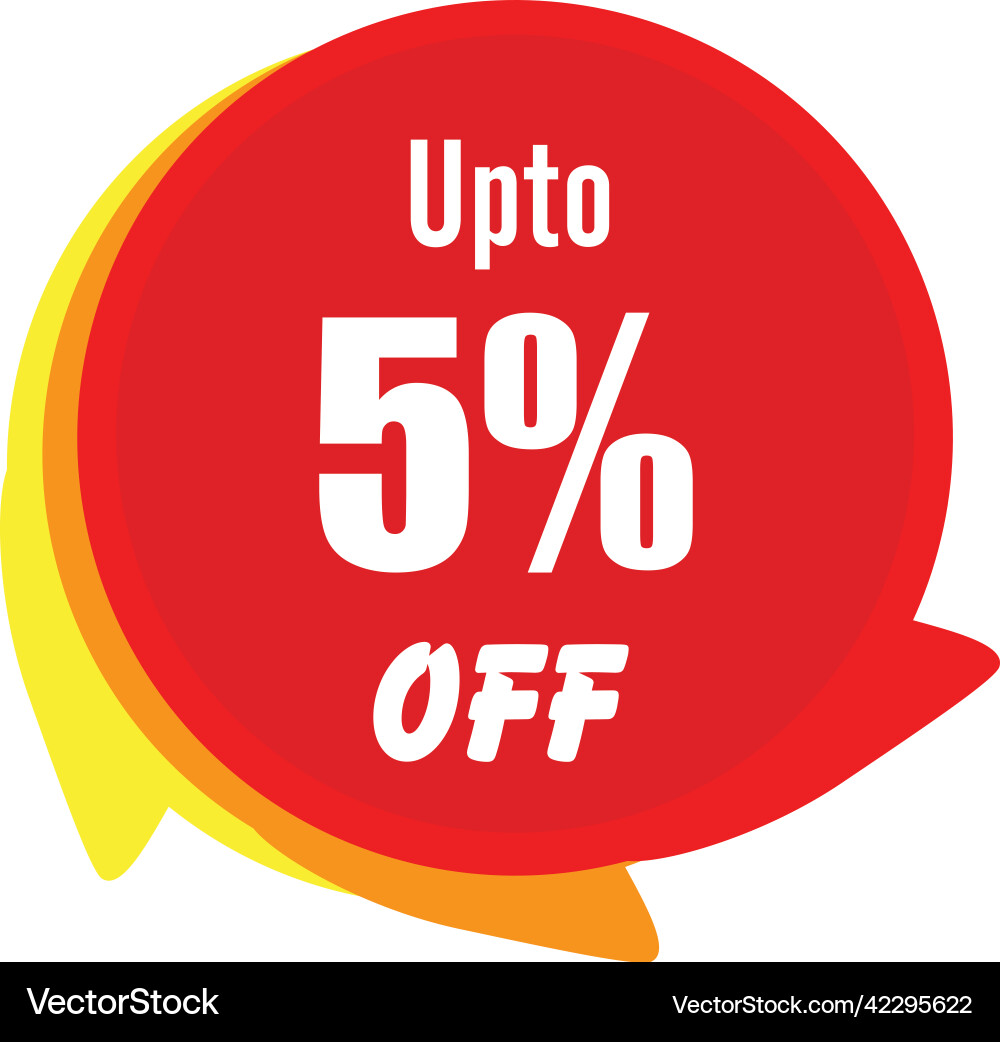 Upto 5 percentage off badge graphics Royalty Free Vector