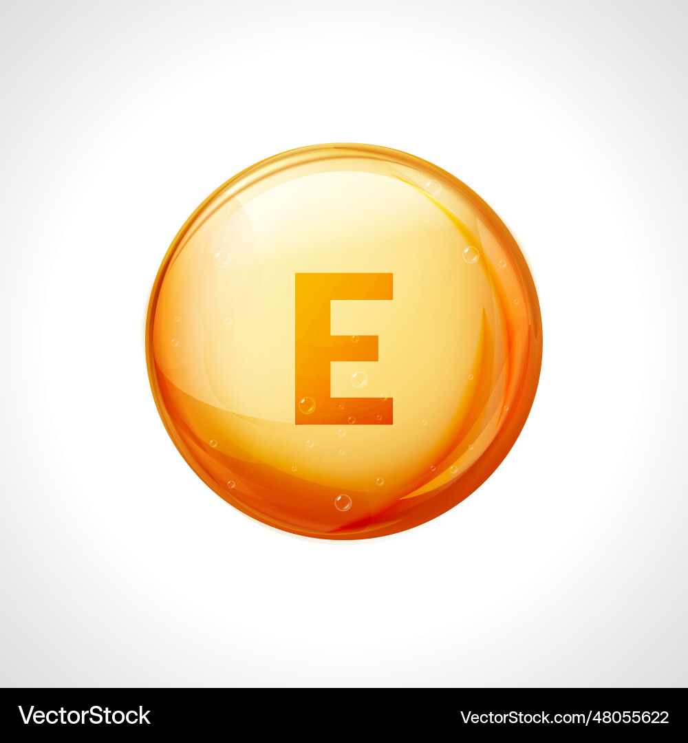 Vitamin e gold drop icon drop pill Royalty Free Vector Image