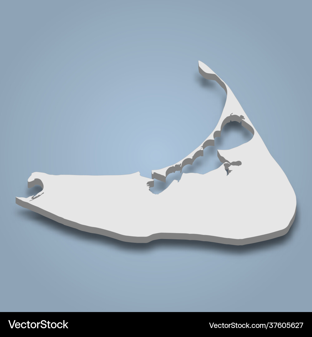 3d isometric map nantucket is an island in Vector Image