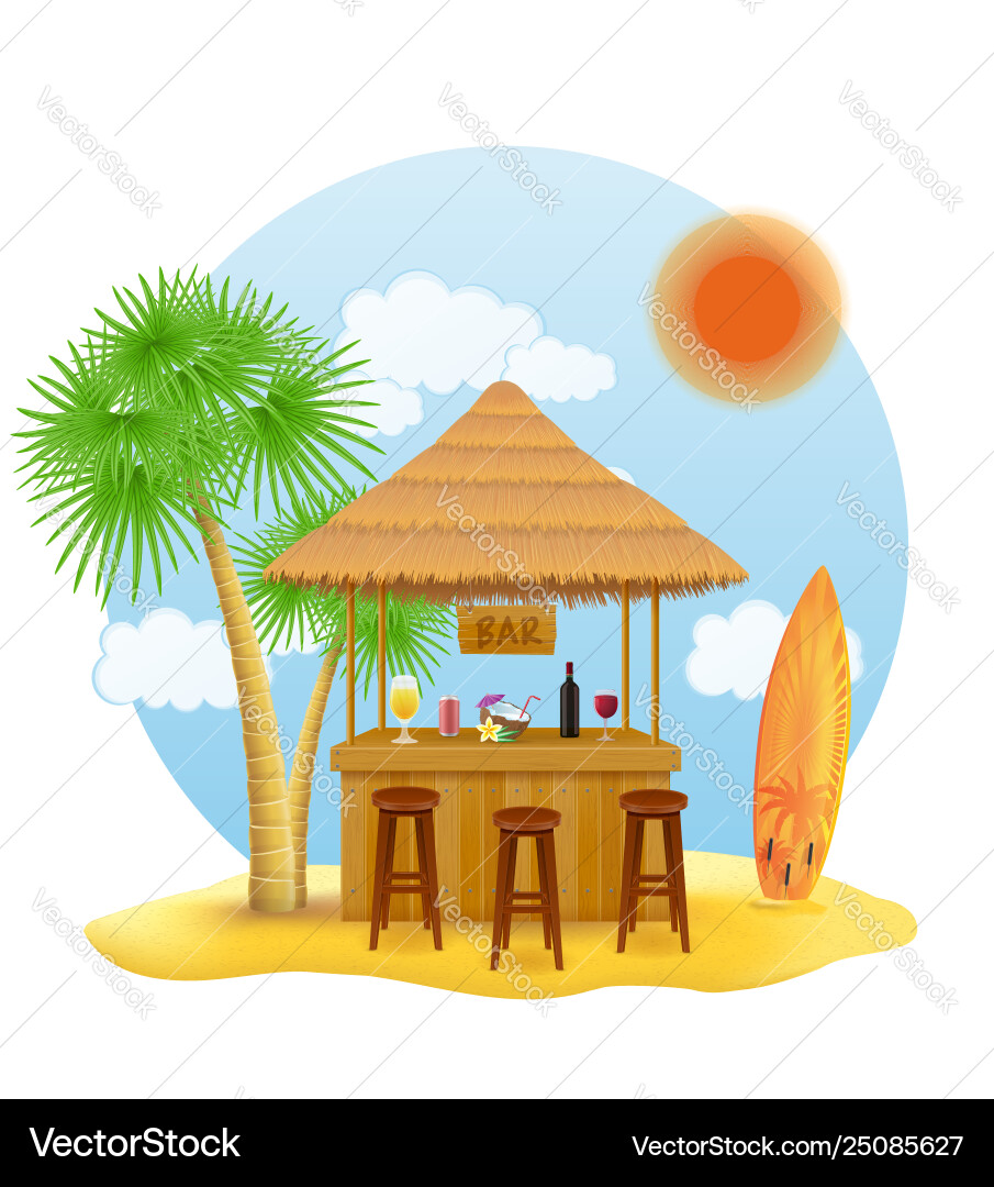 Beach stall bar for summer holidays on resort Vector Image