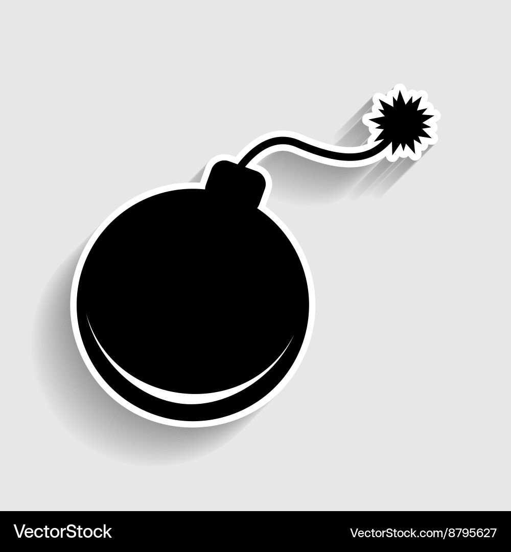 Bomb sign Sticker style icon Royalty Free Vector Image