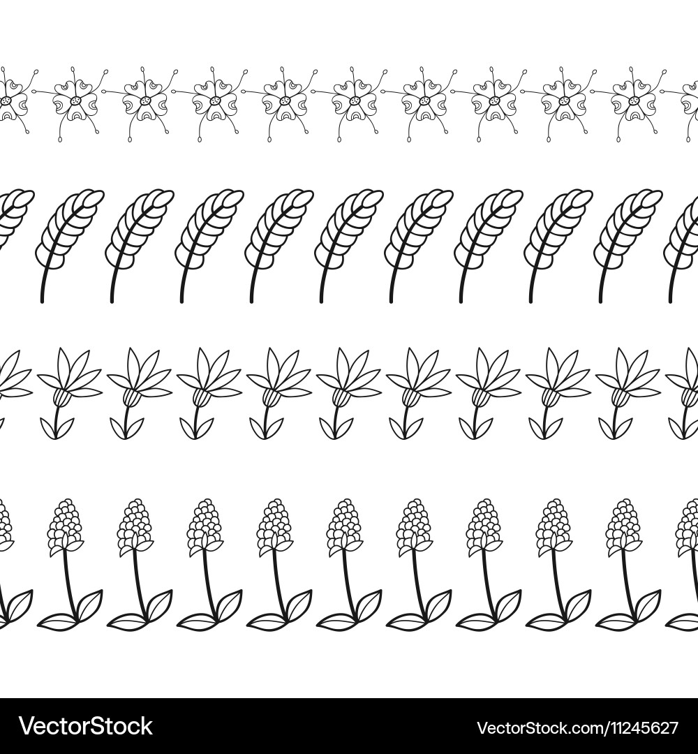 Decorative border strip flowers leaves Royalty Free Vector