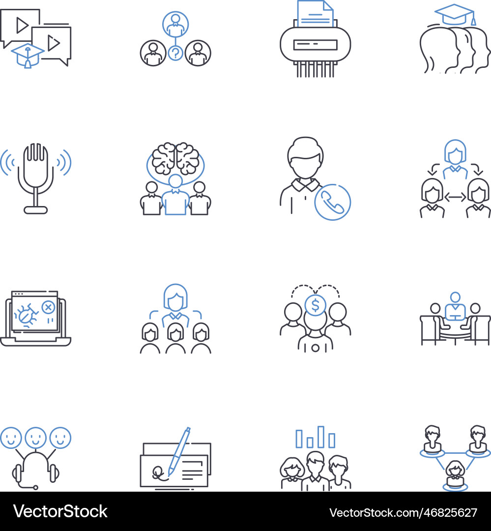 Gathering audience line icons collection crowd Vector Image