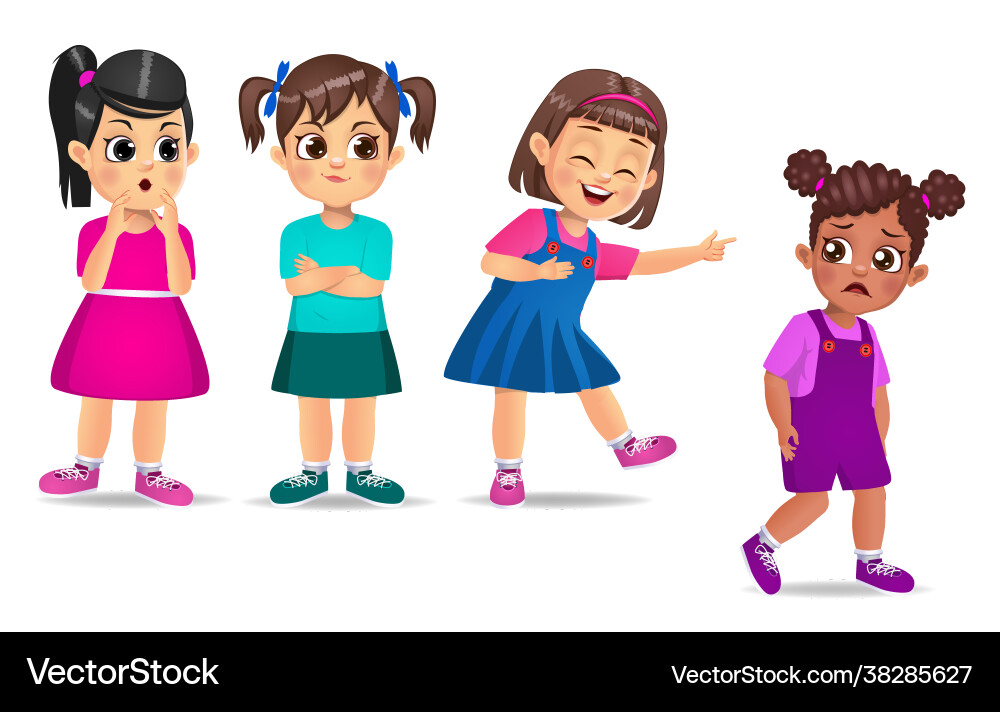 Group kids bully their friend Royalty Free Vector Image