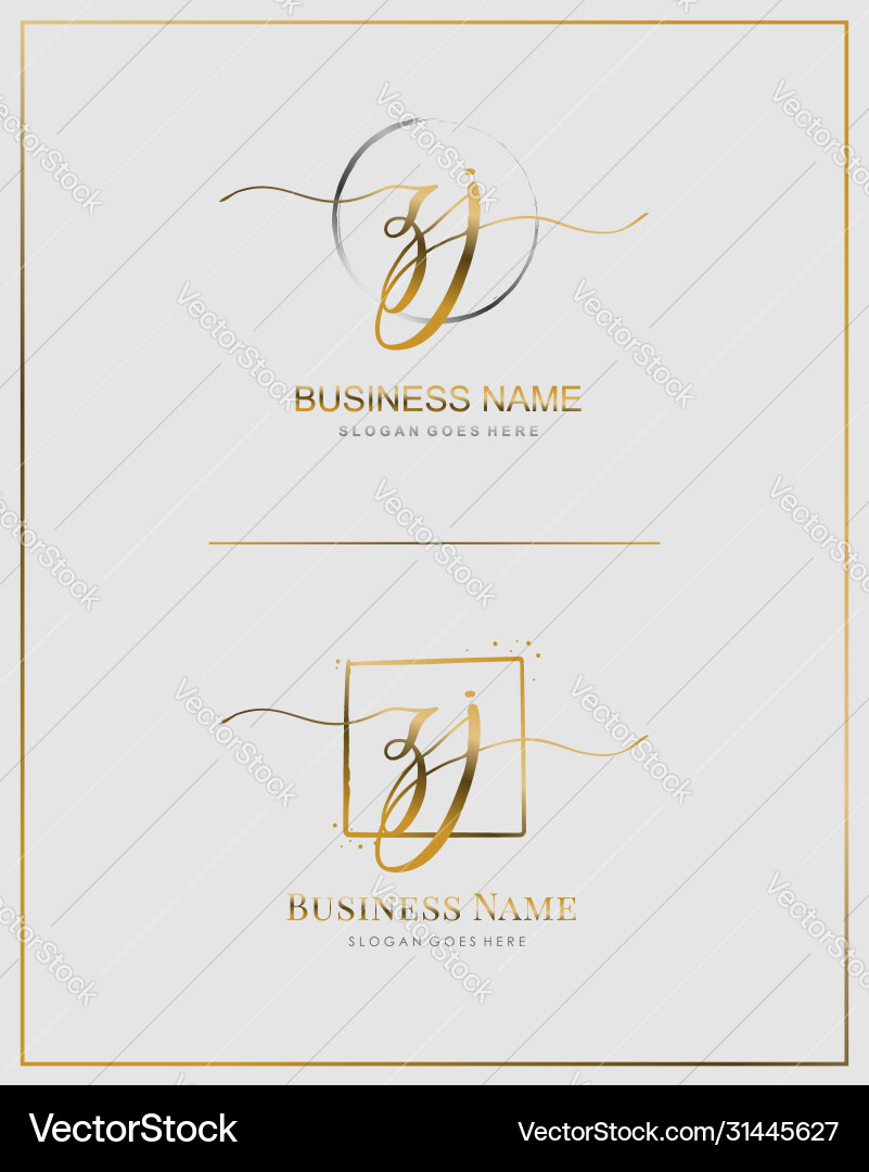 Initial z j zj handwriting logo letter Royalty Free Vector