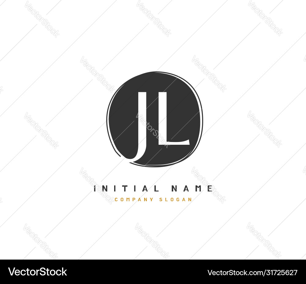 J l jl beauty initial logo handwriting Royalty Free Vector