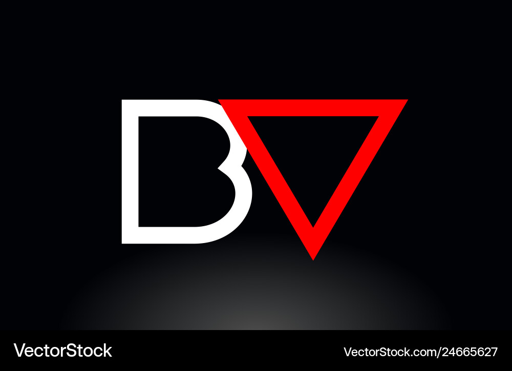 Red white alphabet letter bv b v combination Vector Image