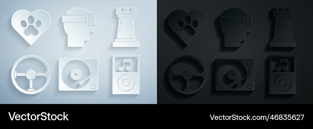 Set vinyl player with a vinyl disk chess symbol Vector Image
