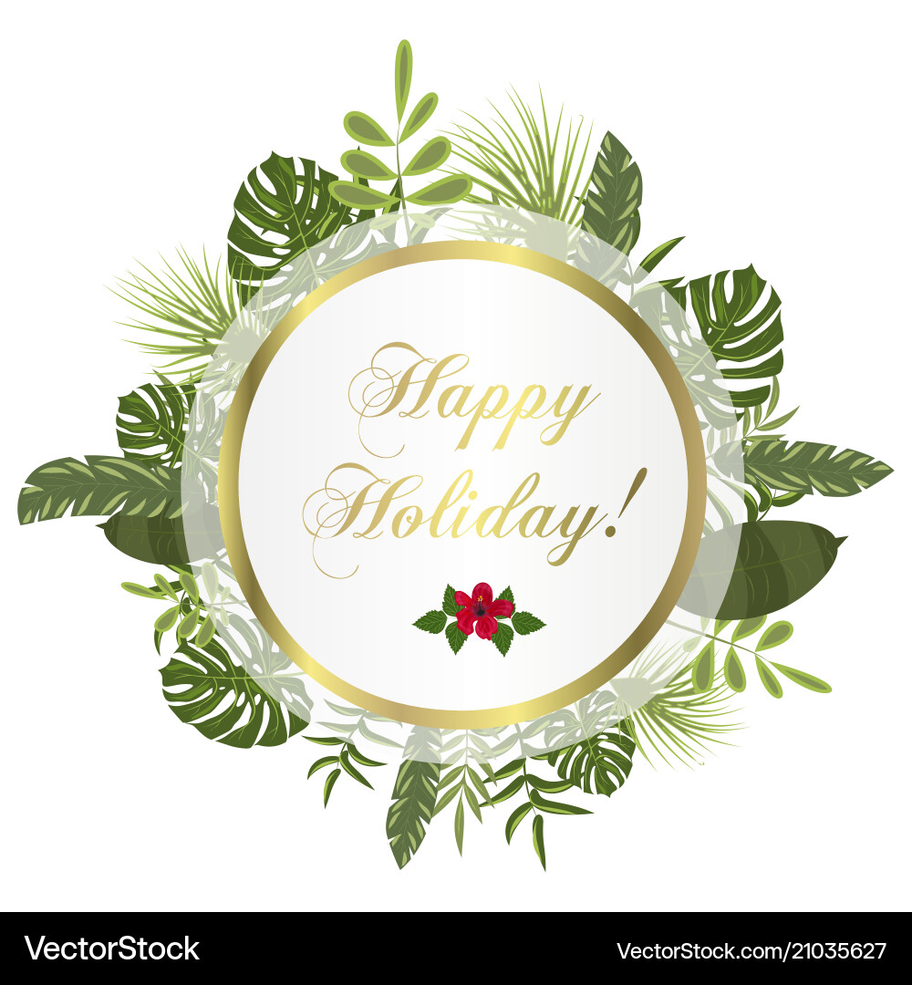 Tropical frame floral summer leaf aloha design Vector Image