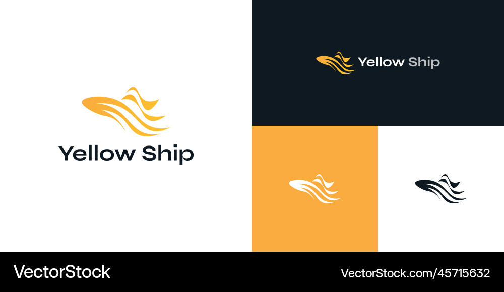 Abstract and simple ship logo design in yellow Vector Image