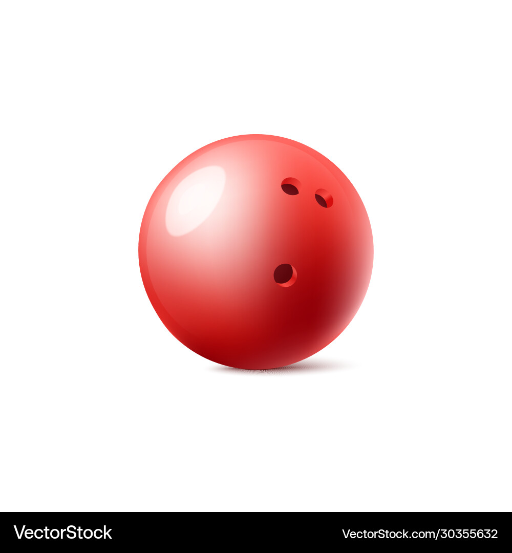 Bowling sphere red ball icon or symbol realistic Vector Image