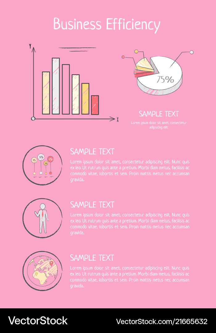 Business efficiency poster with graphic infocharts