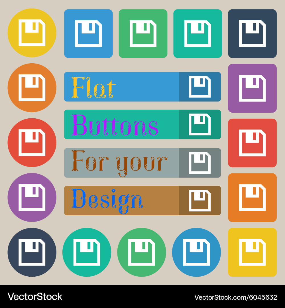 Floppy icon flat modern design set of twenty Vector Image
