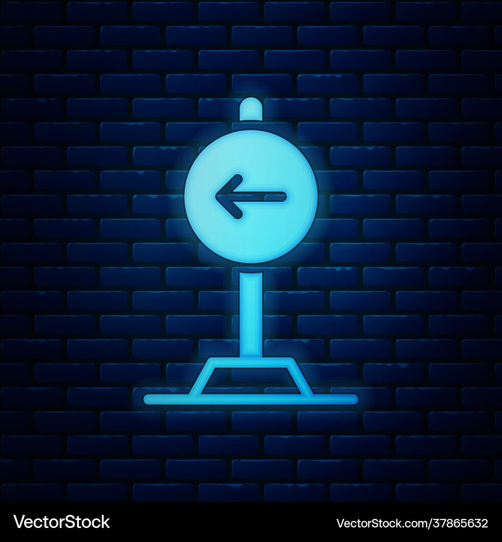 Glowing neon traffic sign turn left warning Vector Image