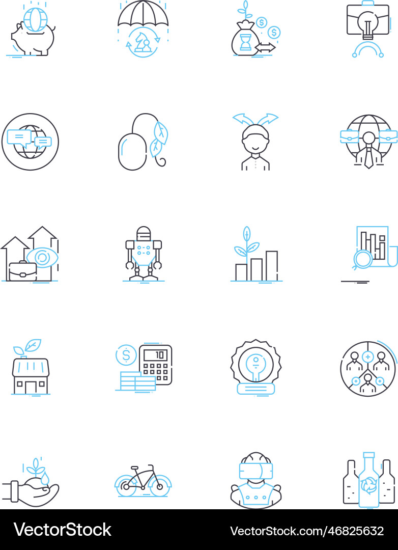 International trade linear icons set exchange Vector Image