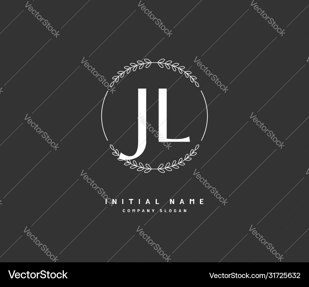 J l jl beauty initial logo handwriting Royalty Free Vector