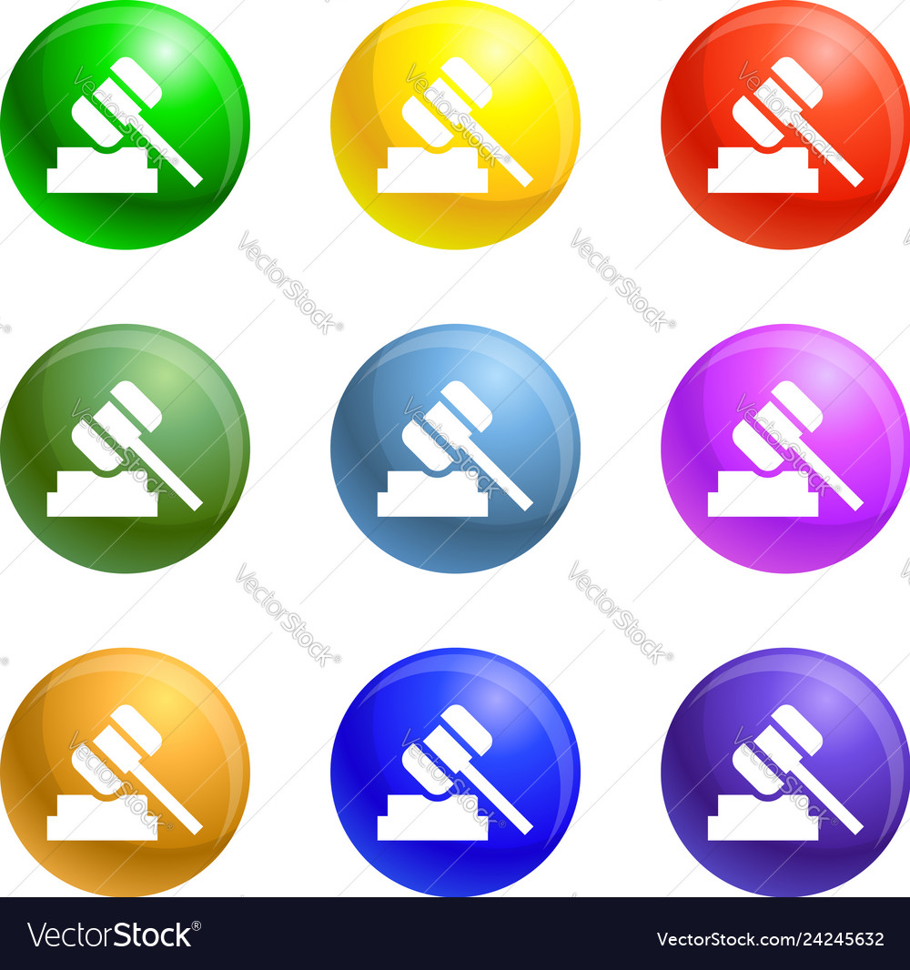 Judge bribery icons set Royalty Free Vector Image