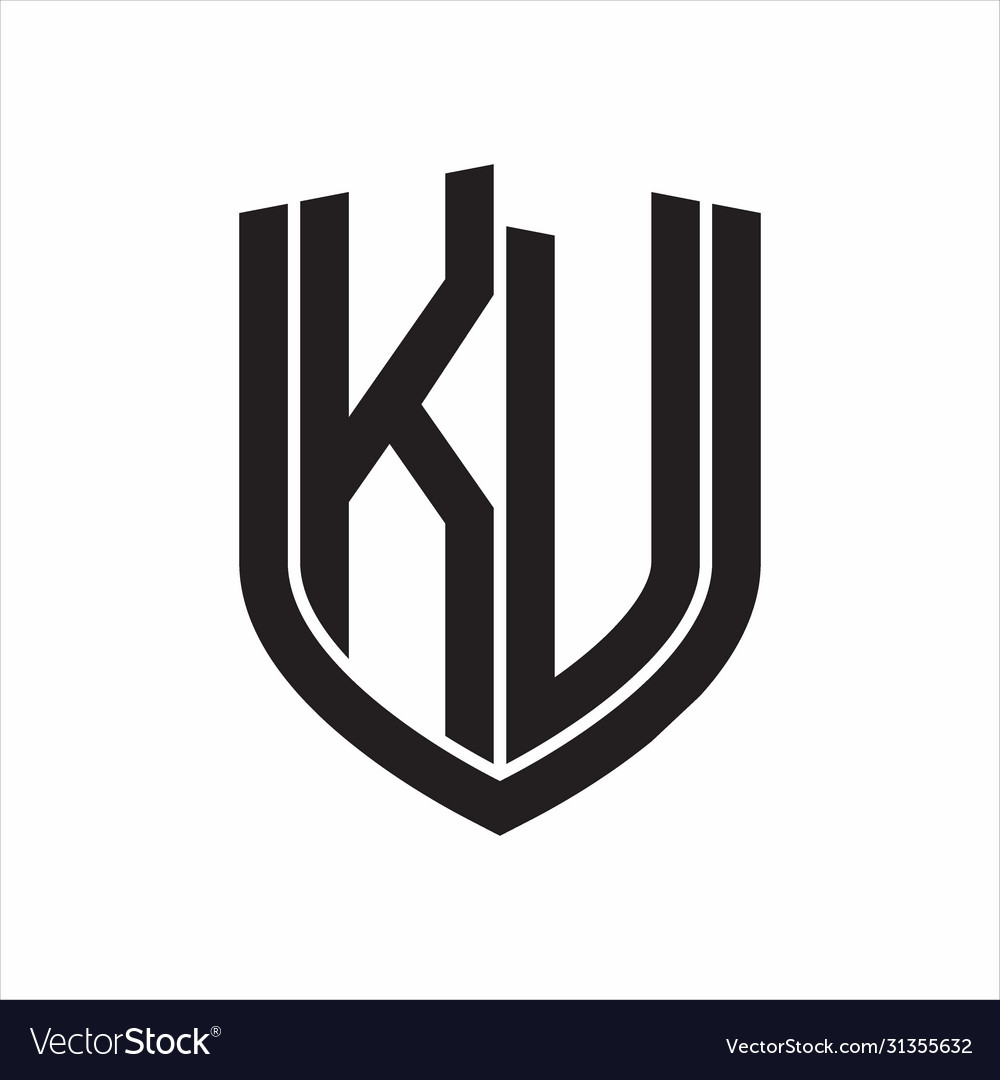 Ku logo monogram with emblem shield design Vector Image