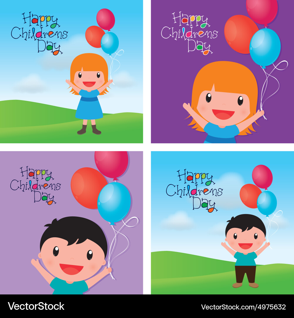 Set colored backgrounds with kids for children Vector Image