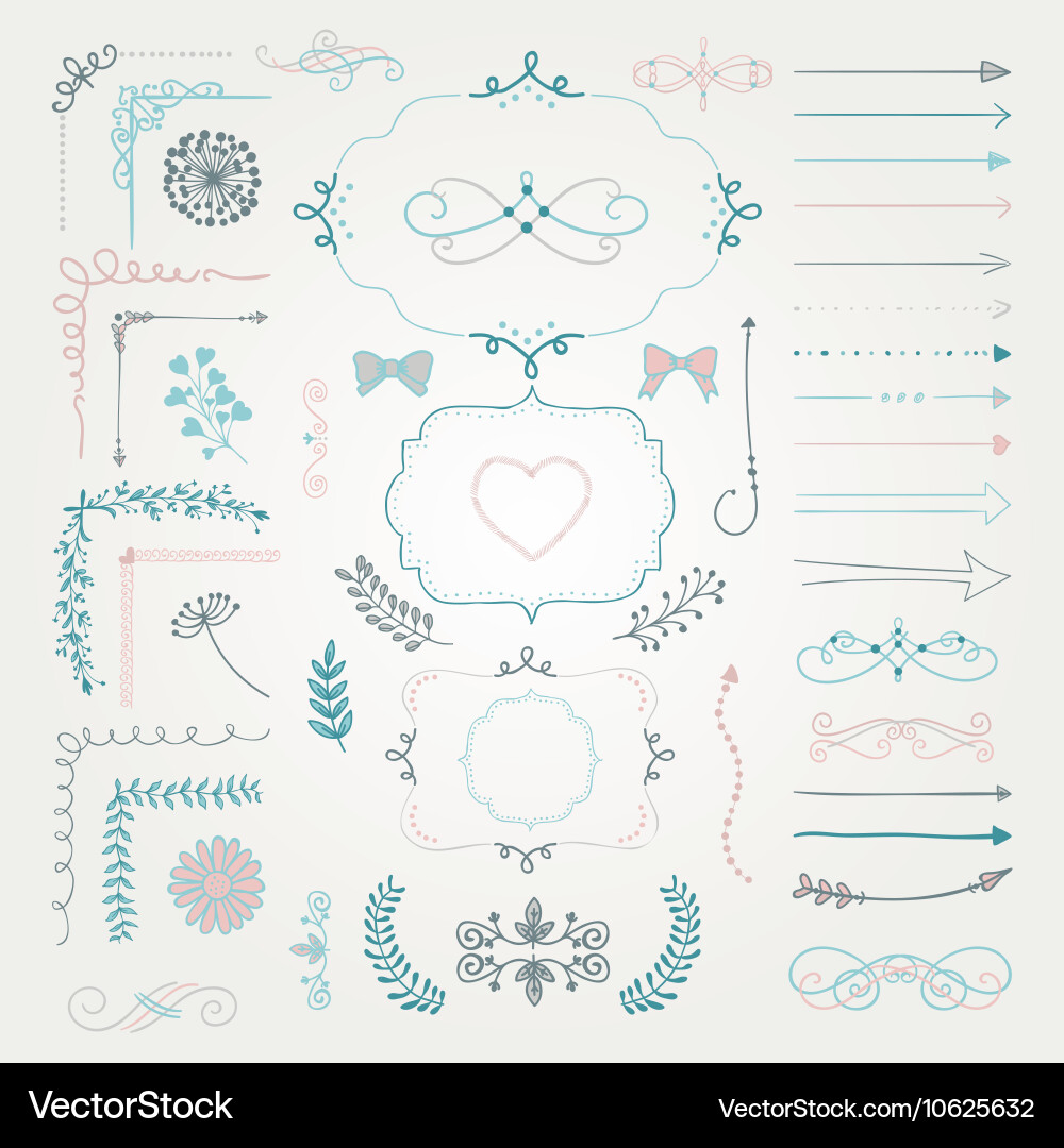 Set of decorative hand drawn design Royalty Free Vector