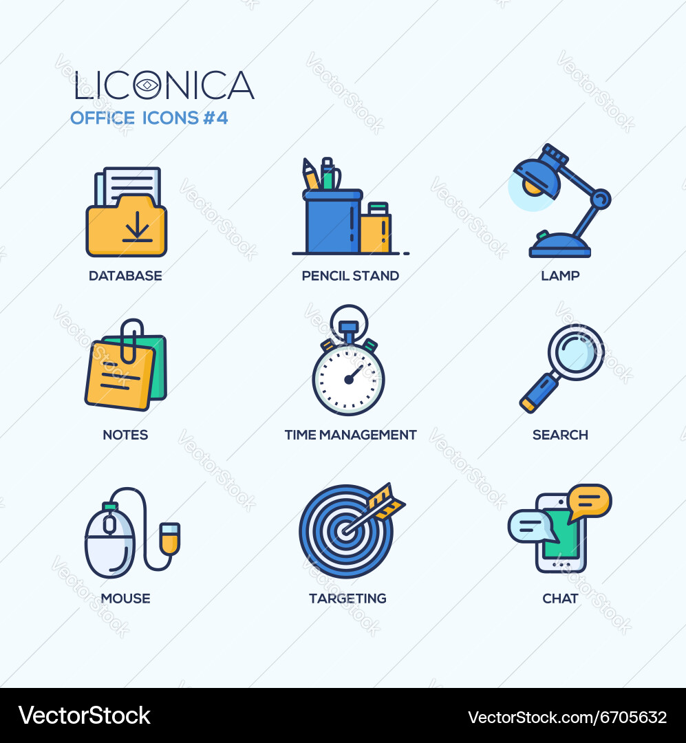 Set of modern office thin line flat design icons Vector Image