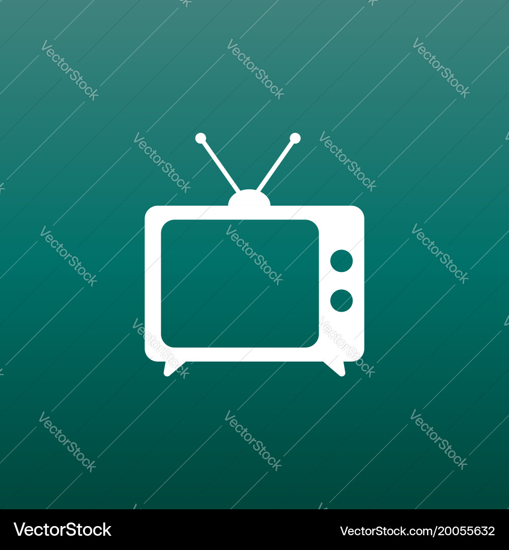 Tv icon in flat style on green background Vector Image