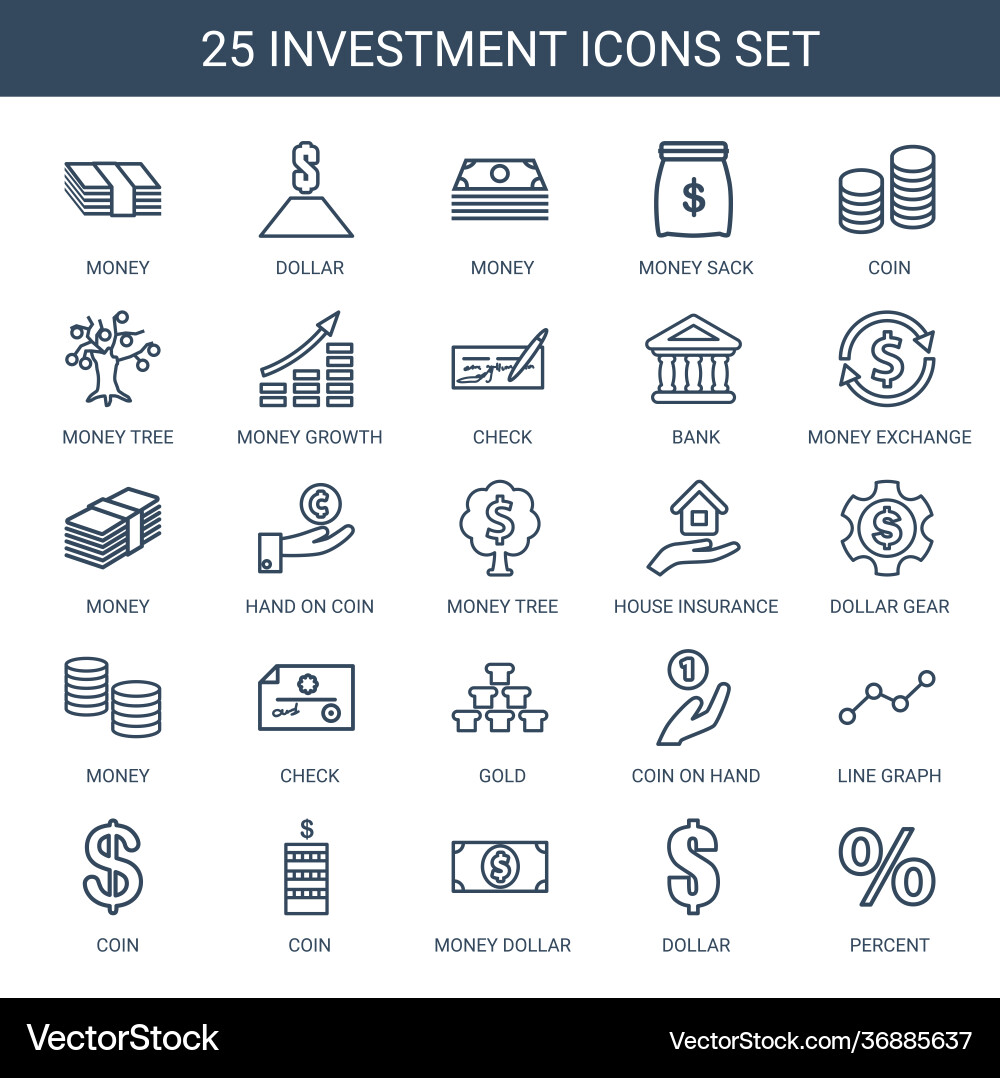 25 investment icons Royalty Free Vector Image - VectorStock