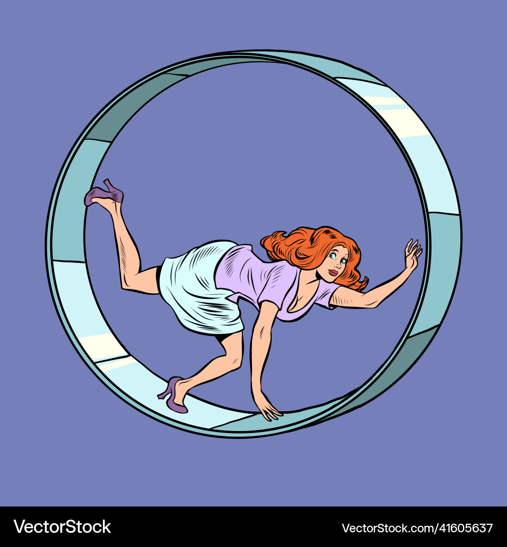 A businesswoman in squirrel wheel routine Vector Image