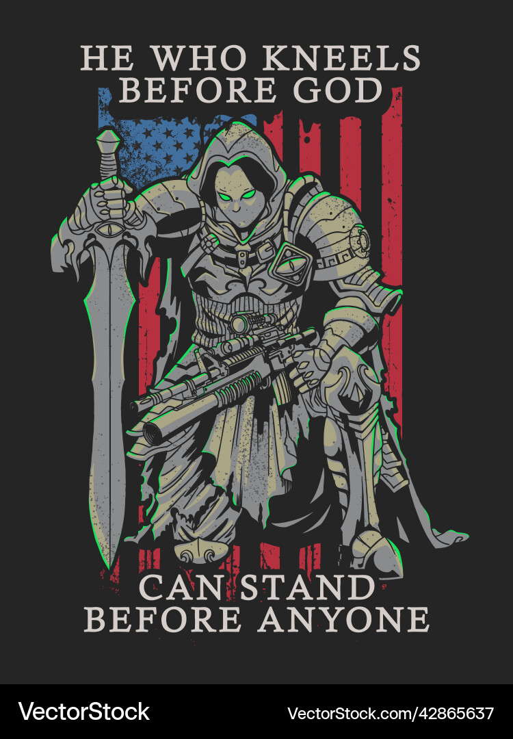 American knight kneel for the fallen Royalty Free Vector