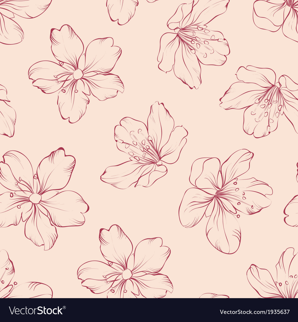 Cherry blossom seamless pattern Royalty Free Vector Image