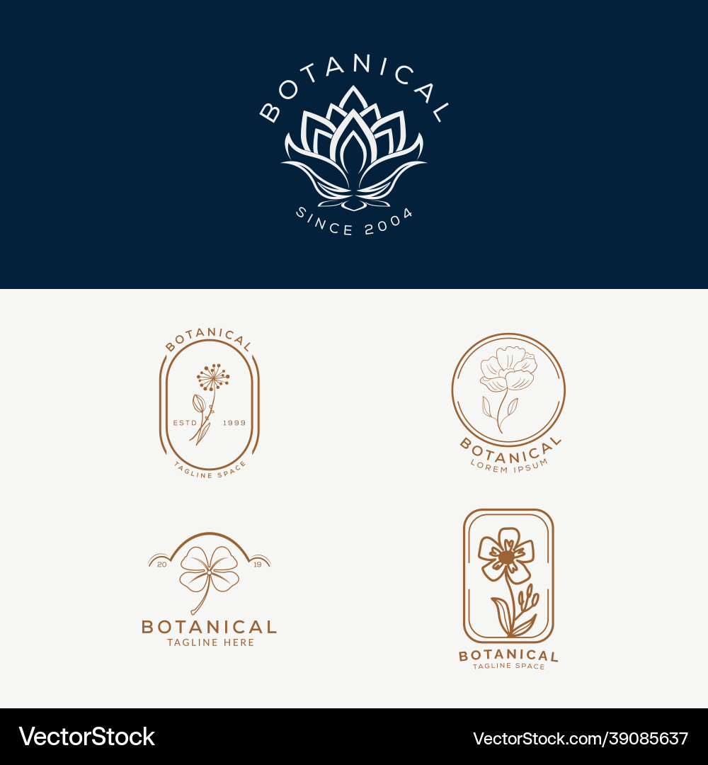 Floral element botanical hand drawn logo with wild