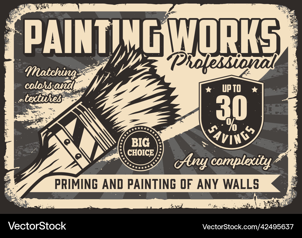 Horizontal monochrome poster with paintbrush Vector Image