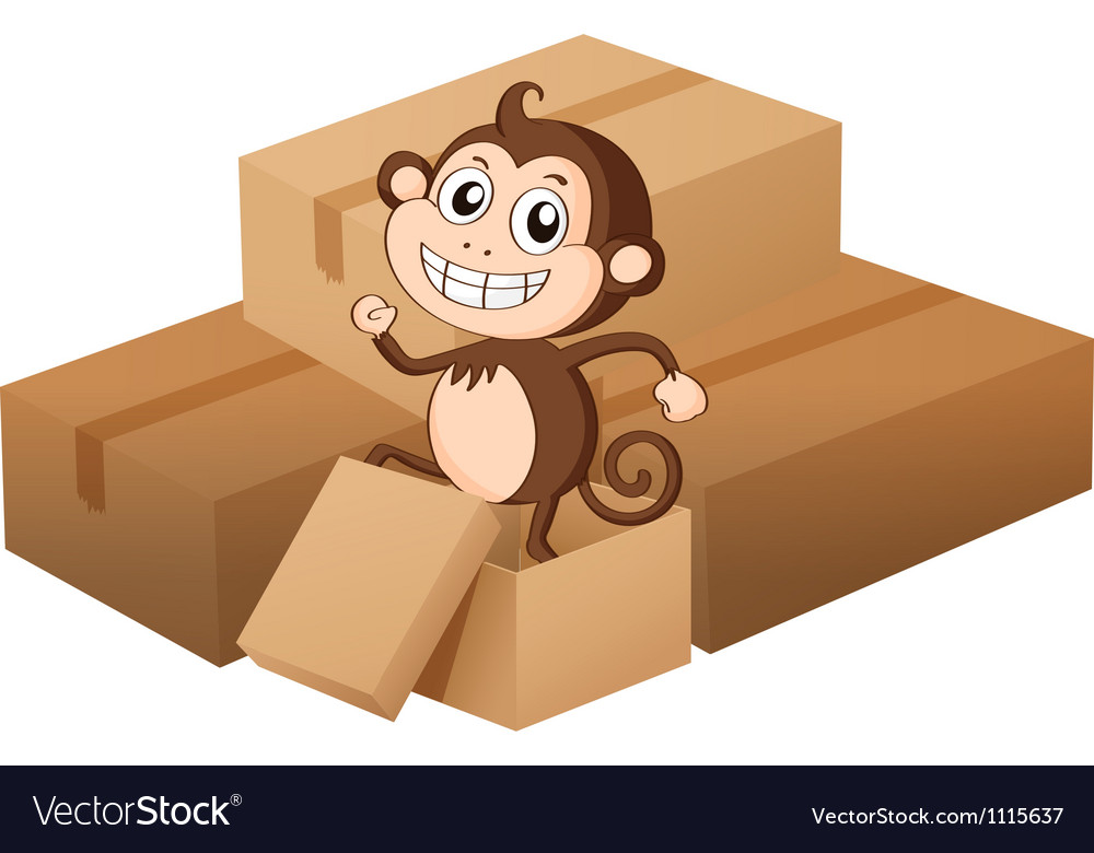 Monkey and boxes Royalty Free Vector Image - VectorStock