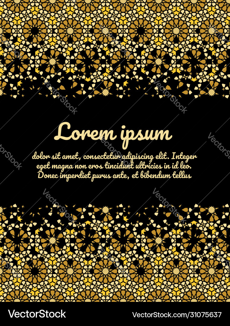 Moroccan card design gold and black Royalty Free Vector