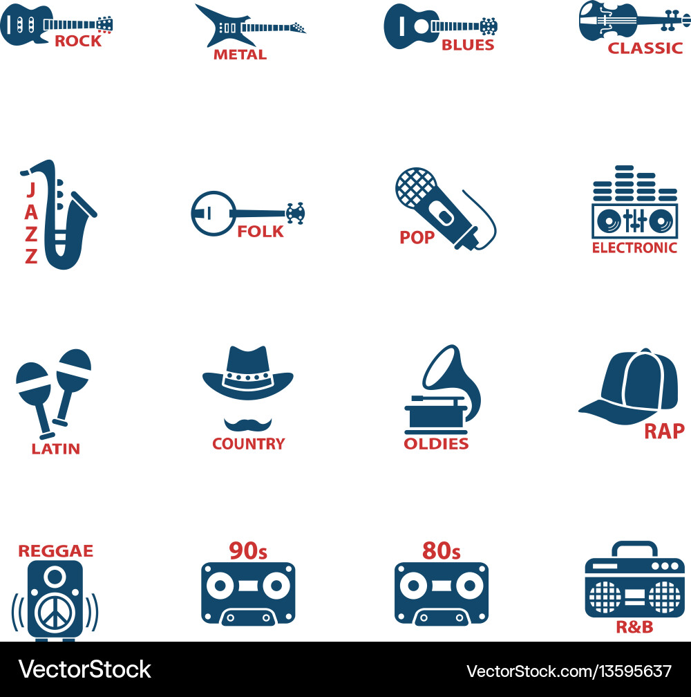Musical genre web icons Royalty Free Vector Image