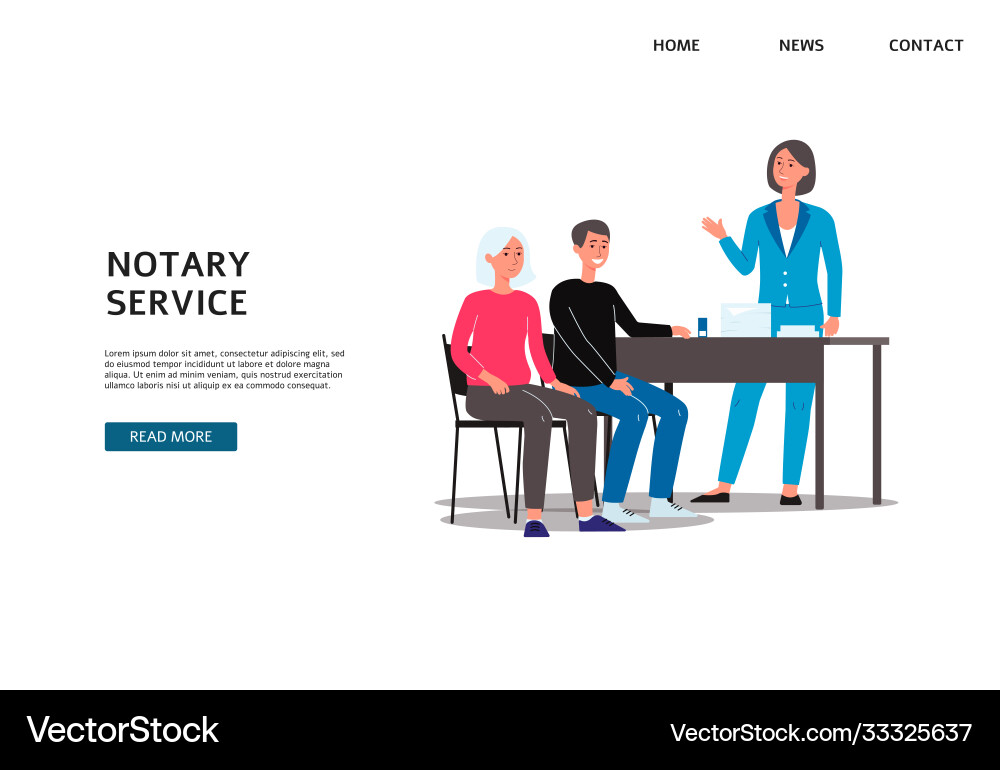 Notary services banner with people set formalities