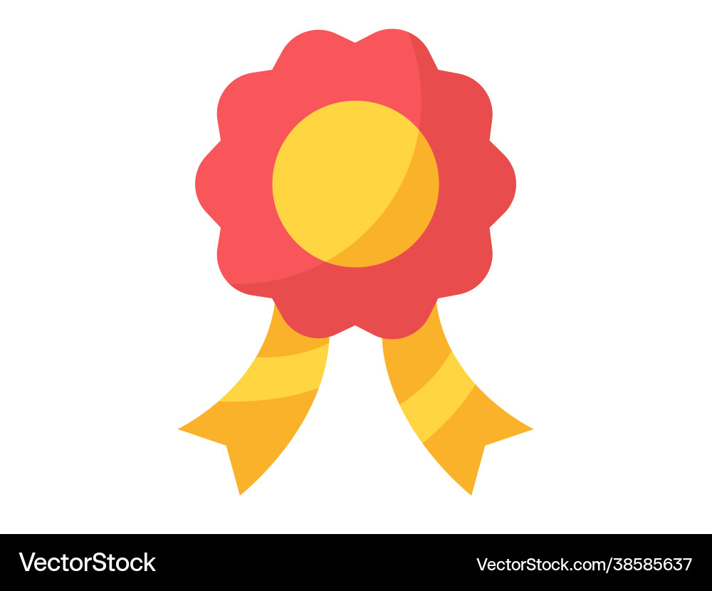 Ribbon badge prize single isolated icon with flat Vector Image