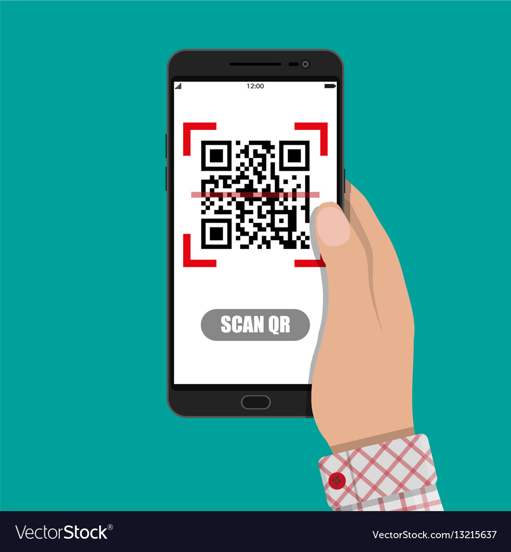 Scan qr code to mobile phone Royalty Free Vector Image