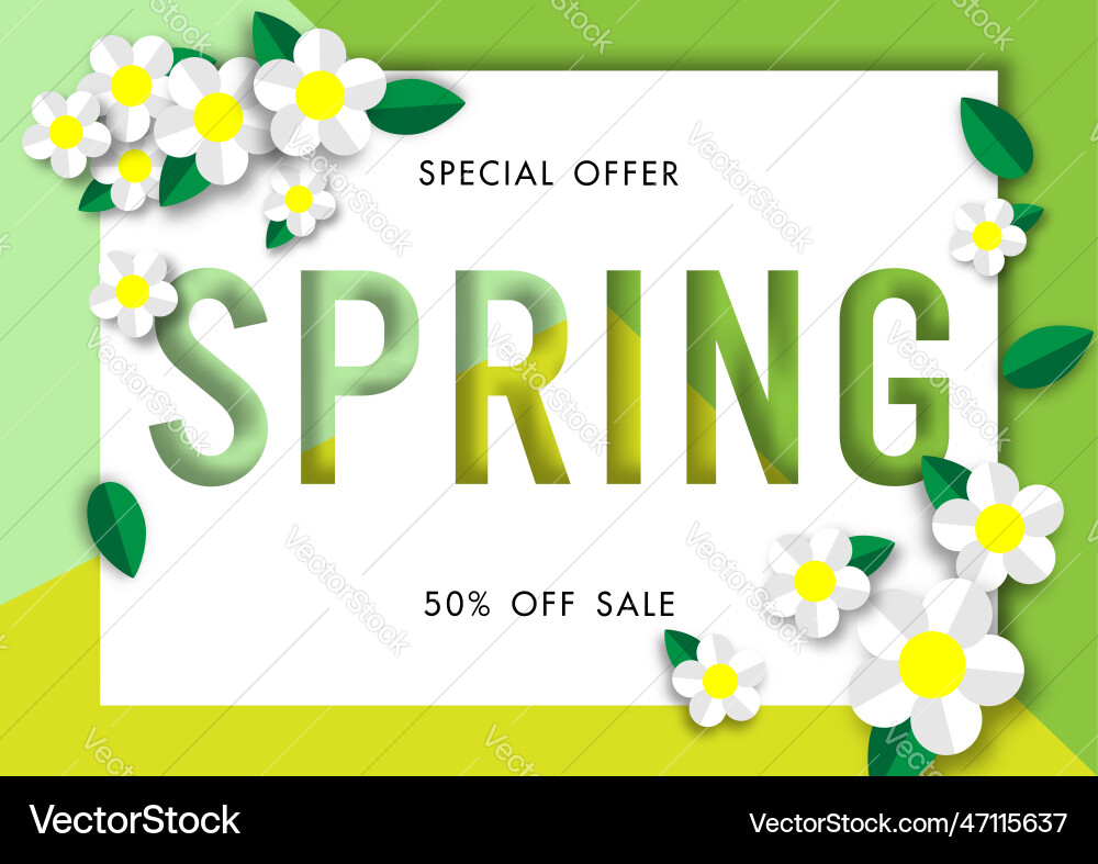 Spring sale background with beautiful flower Vector Image