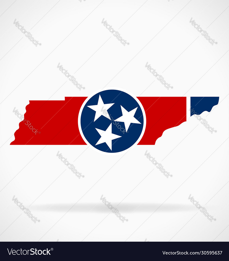 Tennessee tn state flag in map shape Royalty Free Vector